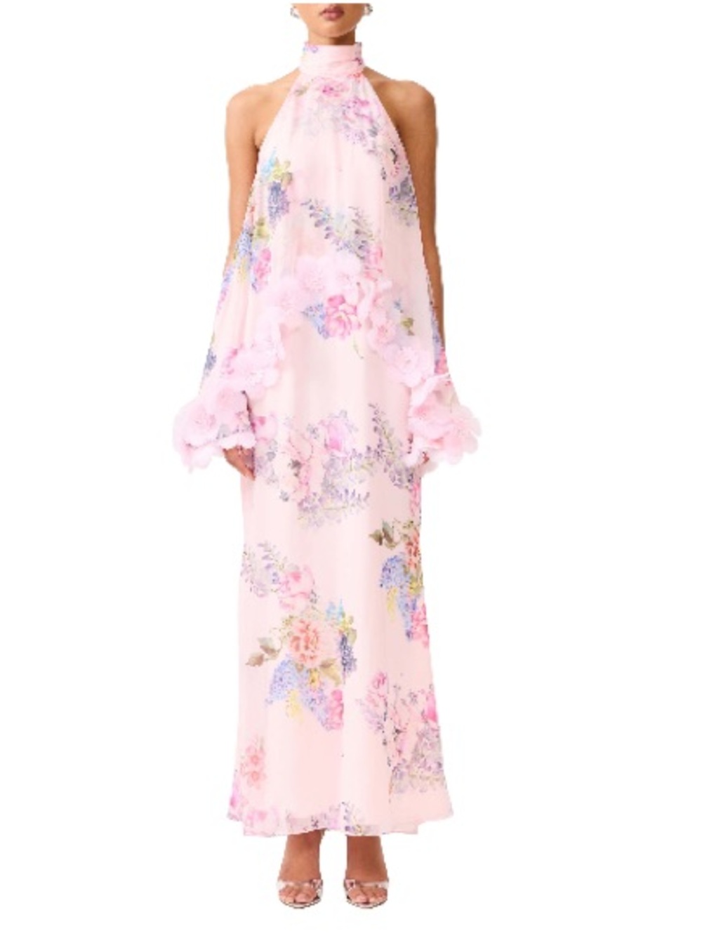 Elliatt | Dresses | Elliatt Blush Pink Floral Halter Maxi Dress With 3d ...